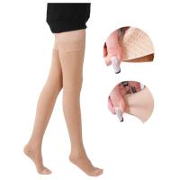 China Beige Thigh High Diabetic Medical Circulation Socks Women Men Open Toe for sale