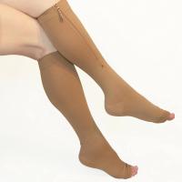 China Anti Embolism Medical Compression Knee Highs Zipper 20-30mmhg Open Toe for sale