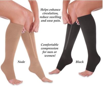 China Zipper 15-20 Mmhg Medical Compression Socks Open Toe Varicose Veins Anti Bacterial for sale
