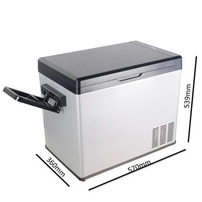 China Silver And Black Car Refrigerator Cooler , 50L Mini Fridge Ac Dc Travel Cooler for sale