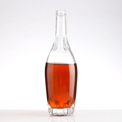 China Transparent 750ml Flint Tequila Bottle with Aluminum Plastic PP Collar Material for sale
