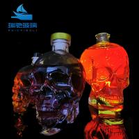 China 380ml 500ml 700ml 1000ml Skull Shape Glass Liquor Bottle with Cork and Transparent Body for sale