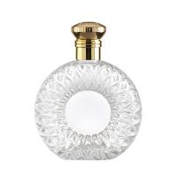 China Hot Stamping 500ml Clear Round Glass Bottle for Liquor Whisky Spirits Vodka Gin Rum Brandy for sale