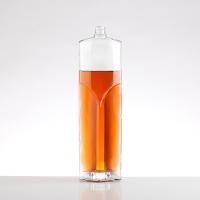 China Collar Material Aluminum Plastic PP 750ml Glass Liquor Bottle with Embossed Logo in Bulk for sale