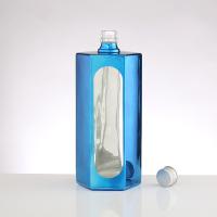 China 750ml Electroplated Gold Empty Glass Bottle for Spirits Vodka Gin Champagne Liquor for sale