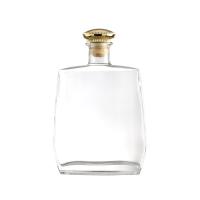 China Custom Luxury Wine Whisky Vodka Tequila Square Glass Bottle with Hot Stamping and Cork for sale