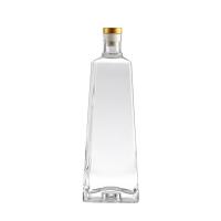 China Super Flint Glass 750ml Square Shape Bottom Vodka Glass Bottles for Home Bar Design for sale