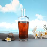 China Super Flint Glass Round Empty Liquor Wine Whisky Vodka Tequila Bottle with Cork Lid for sale