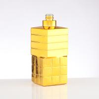China Electroplated Yellow Glass Vodka Tequila Bottle 500ml with Custom-made Sealing Type for sale