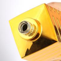 China Electroplated Yellow Glass Vodka Tequila Bottle 500ml with Custom-made Sealing Type for sale