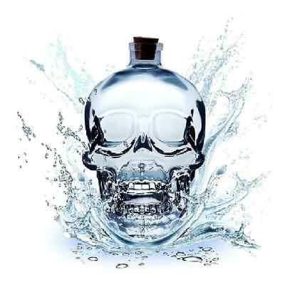 China Newest Industrial 500ml Super Flint Glass Skull Vodka Bottle with Sealed Aluminium Cap for sale