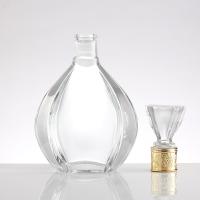 China Custom Make 700ml Clear Empty Brandy Glass Bottles with Aluminum Plastic PP Collar for sale