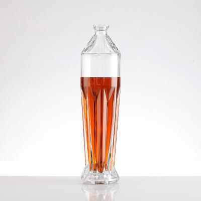 China Hot Stamping Fancy Glass Liquor Bottle for Vodka Industrial Beverage Custom Design for sale