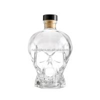 China Champagne Custom Unique Special Shape 500ml 750ml Glass Skull Liquor Spirits Bottle for sale