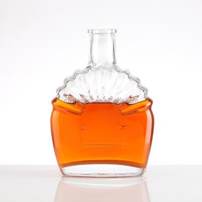 China Custom Emboss Glass Fashion Vodka Glass Bottles at with Hot Stamping Surface Handling for sale