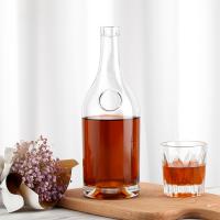 China Customize Sealing 750ml Flint Whisky Glass Bottle with Aluminum Plastic PP Collar for sale