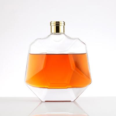 China Customizable Sealing Type 100ml Beveled Glass Whisky Bottle with Hot Stamping Surface Handling for sale