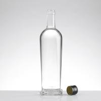 China Super Flint Glass Custom Logo Hot Stamping Vodka Brandy Liquor Beverage Wine Bottles with Cap for sale