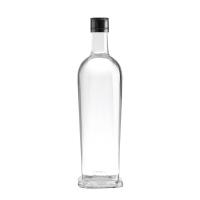 China Super Flint Glass Custom Logo Hot Stamping Vodka Brandy Liquor Beverage Wine Bottles with Cap for sale