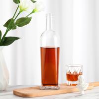 China Super Flint Glass Custom Logo Hot Stamping Vodka Brandy Liquor Beverage Wine Bottles with Cap for sale