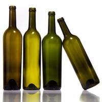 China 750 Ml Clear Antique Green Bordeaux Glass Wine Bottles with Super Flint Glass Material for sale