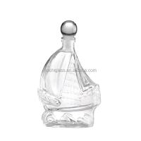 China 350ml 500ml 750ml Sailboat Shaped Glass Bottle with Cap Hot Stamped Smooth Surface for sale