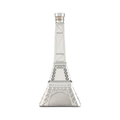 China Hot Stamping Surface Handling Customize Sealing Type Eiffel Tower Glass Bottle for XO Brandy for sale