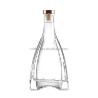 China Surface Handling Hot Stamping 500ml 750ml Clear Glass Liquor Bottles for Gin Vodka for sale