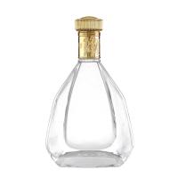 China 200ml Glass Liquor Bottle Brandy Whisky Pocket Bottle with Aluminum Plastic PP Collar for sale