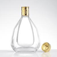 China 200ml Glass Liquor Bottle Brandy Whisky Pocket Bottle with Aluminum Plastic PP Collar for sale