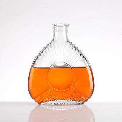 China Small Glass Bottles for Whisky Flat Shape and Aluminum Plastic PP Collar Included for sale