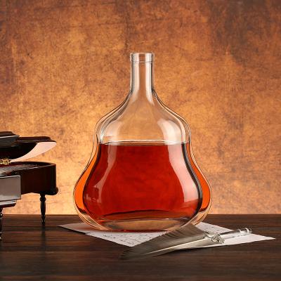 China Super Flint Glass Custom Shape Transparent 500ml 750ml Liquor Bottle for Whiskey Brandy for sale