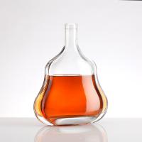 China Super Flint Glass Custom Shape Transparent 500ml 750ml Liquor Bottle for Whiskey Brandy for sale