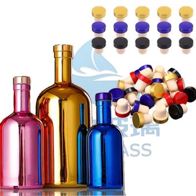 China Aluminum Plastic PP Collar Electroplate 500ml 700ml 750ml Vodka Glass Bottle for Liquor for sale