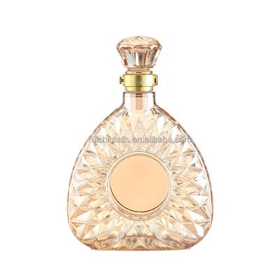 China Customized 500ml Custom Make Luxury Emboss Brandy Glass Bottle for Your Requirement for sale