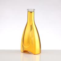 China Aluminum Plastic PP Collar Electroplate 500ml 700ml 750ml Vodka Glass Bottle for Liquor for sale