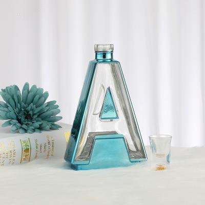 China Super Flint Glass Triangle Shape Empty Bottles for Whisky Vodka Spirit Rum Gin Brandy for sale