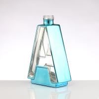 China Super Flint Glass Triangle Shape Empty Bottles for Whisky Vodka Spirit Rum Gin Brandy for sale