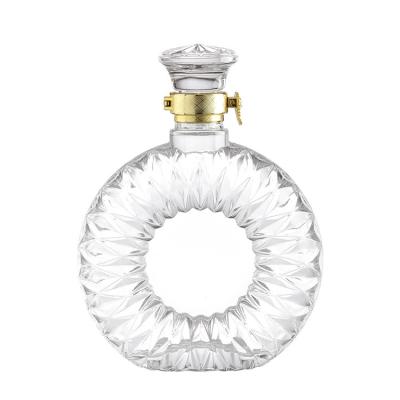 China Super Flint Glass Custom Transparent Vodka Whiskey Gin Brandy Glass Bottle with Caps for sale