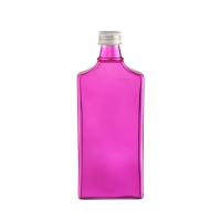 China Super Flint Glass Whisky Rum Spirits Bottle Hot Stamping Spray Color Custom Handle Shape for sale