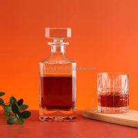 China 750ml Square Glass Vodka Liquor Bottle with Sealed Cork and Flint Glass Closure for sale