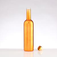 China 500ml 750ml 1000ml 1 liter Gold Electroplated Glass Bottle for Brandy Spirits at Bar for sale