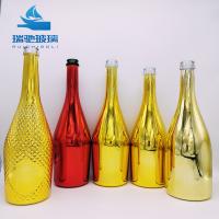 China 500ml 750ml 1000ml 1 liter Gold Electroplated Glass Bottle for Brandy Spirits at Bar for sale
