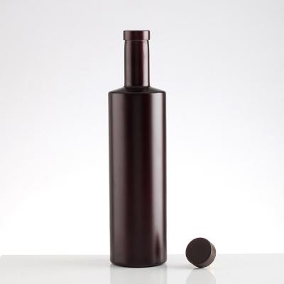 China Matte Black Transparent Glass Wine Bottle with Screw Top 200ml 375ml 500ml 750ml for sale