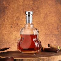 China 250ml 375ml 500ml Unique Shape Glass Tequila Bottle with Sealed Cork Lid Hot Stamping for sale