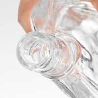 China 250ml 375ml 500ml Unique Shape Glass Tequila Bottle with Sealed Cork Lid Hot Stamping for sale