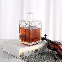 China Transparent Round Flint Glass Liquor Wine Vodka Tequila Bottle with Cork Lid Perfect for sale