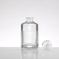 China 500ml Transparent Whiskey Glass Bottle with Cork Customized Design Hot Stamping for sale
