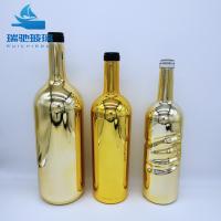 China Super Flint Glass Custom Design 700ml 750ml Metallic Gold Champagne Bottle with Cork for sale