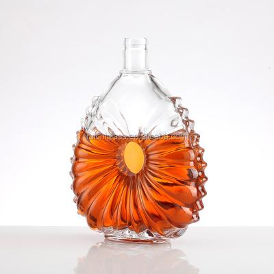 China Production of 750ml Brandy Glass Bottle with Cap in Super Flint Glass Material for sale